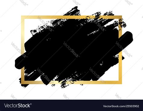 brush stroke gold text box isolated white vector image