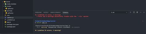javascript eslint is working from terminal but not