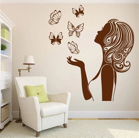 New Design Butterflies Sexy Girl Silhouette Inspired Beauty Wall