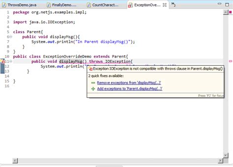 java exception handling and method overriding tech tutorials