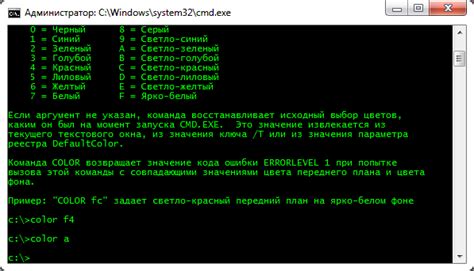 Команда Color меняем цвет текста и фона в командной строке Windows