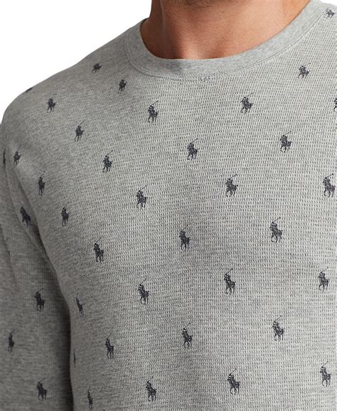 Polo Ralph Lauren Mens Printed Waffle Knit Thermal Pajama Shirt