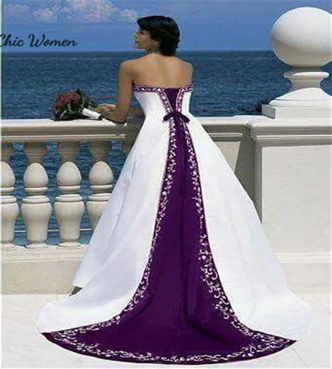Purple And White Corset Wedding Dresses