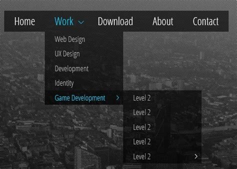 multi level drop down menu with pure css3 minimal