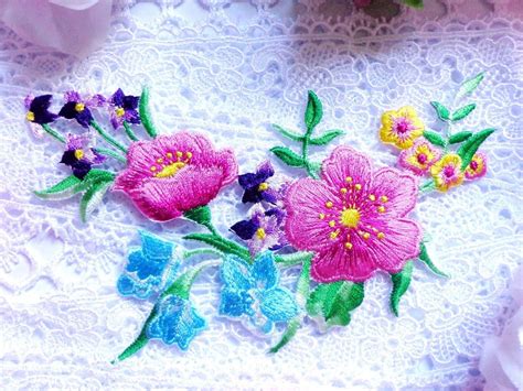 Embroidered Iron On Applique Large Flower By Nella0626 On Etsy