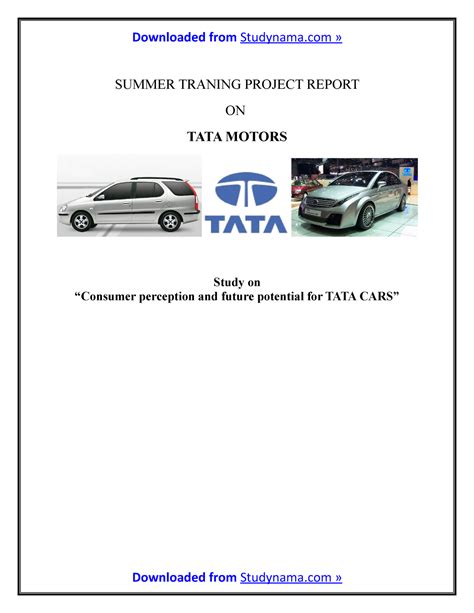 tata motors mba summer training project report