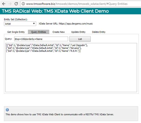 tms radical web easy rest server integration with tms xdata client