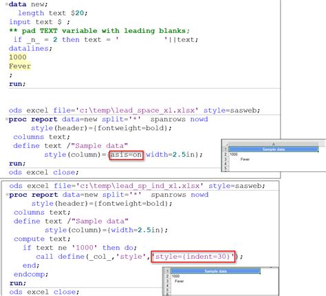 solved blank spaces lost in ods tagest excelxp sas support communities