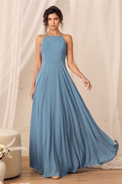 Beautiful Slate Blue Dress Maxi Dress Backless Maxi Dress Lulus