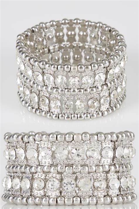 silver chunky diamante stretch bracelet