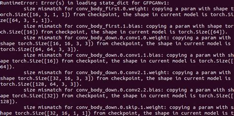 runtimeerror error s in loading state dict for gfpganv1 · issue 65