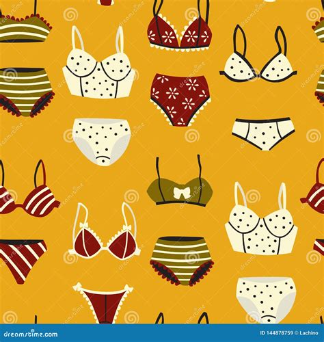 Lingerie Seamless Background Hand Drawn Vector Pattern With Underwear