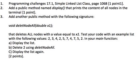 solved 1 simple linked list class using an appropriate d