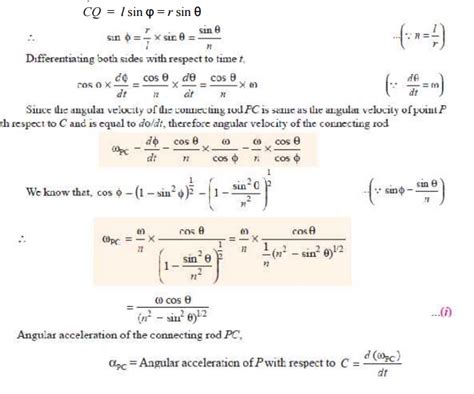 angular velocity and acceleration of the connecting rod