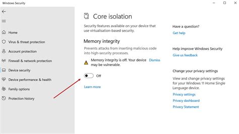 how to enable core isolation s memory integrity feature in windows 11