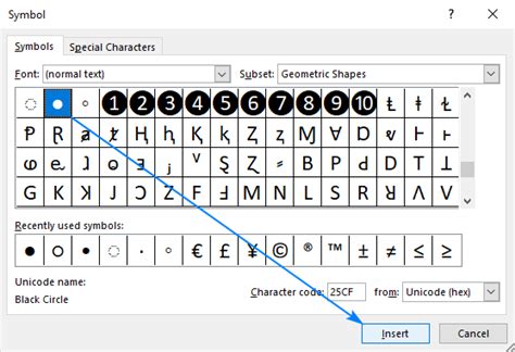 insert bullet points shortcuts in excel