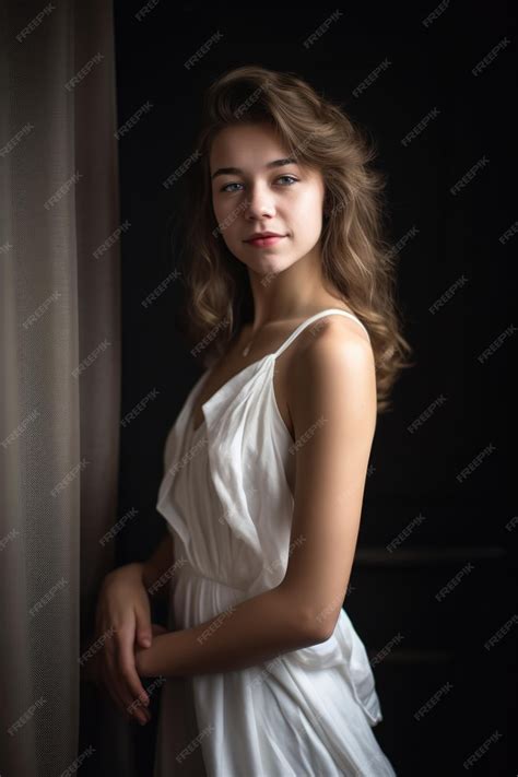 Premium Ai Image A Beautiful Young Woman Wearing A White Dress