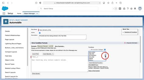 salesforce validation rule to enforce numeric only entry into a text