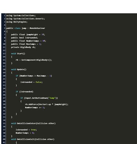 simple jump script unity 3d code example