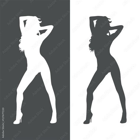 Icono Plano Silueta Mujer Sexy Gris Y Blanco Vector De Stock Adobe Stock