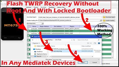 flashing twrp recovery without root without unlocking bootloader in any