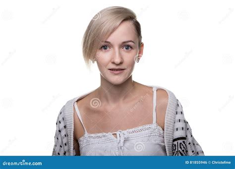Portrait De Femme Blonde Douce Photo Stock Image Du Fond Normal