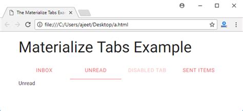 materialize css tabs javatpoint