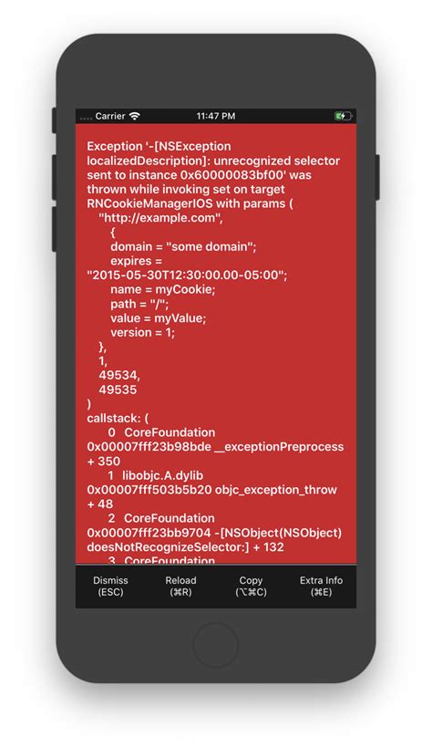 exception [nsexception localizeddescription] unrecognized selector