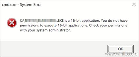 fix you do not have permissions to execute 16 bit applications on