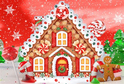 Christmas Backdrop Gingerbread House Candy For Photography D867 Dbackdrop