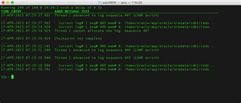 tailing the oracle alert log with sqlcl