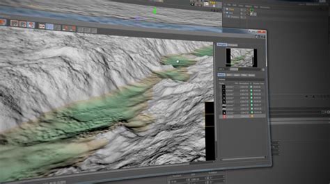 building and shading displacement terrains using layered noise maps in