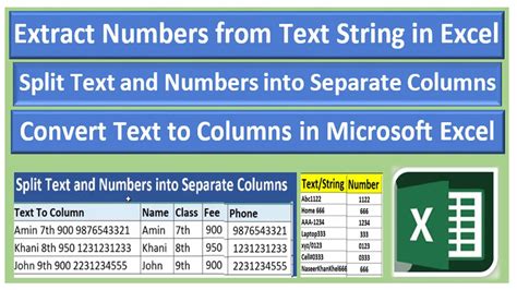 extract separate numbers from text string in excel split