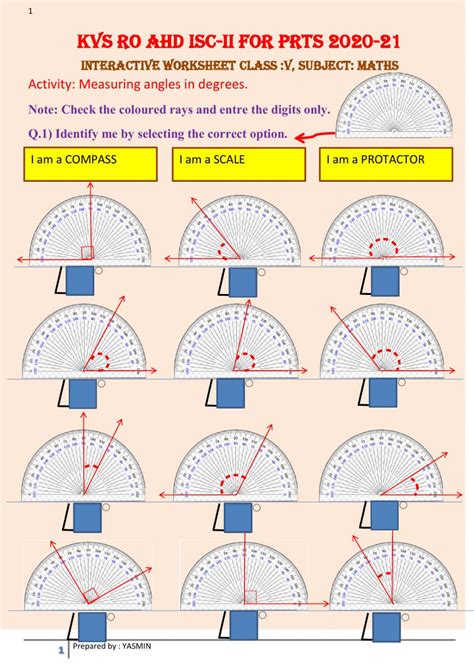 measuring angles using protactor worksheet