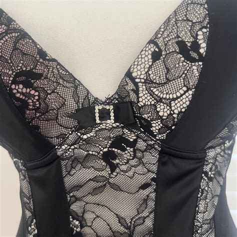 Corset By Honey Birdette Black Satin With Lace Depop