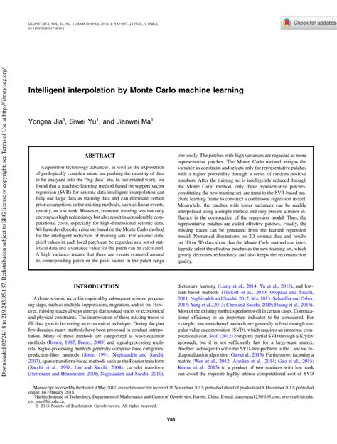pdf intelligent interpolation by monte carlo machine learning