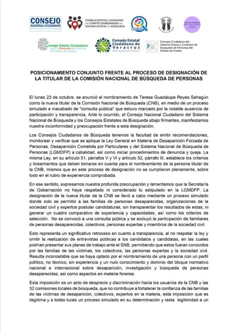 Posicionamiento Conjunto Frente Al Proceso De Designación De La Titular