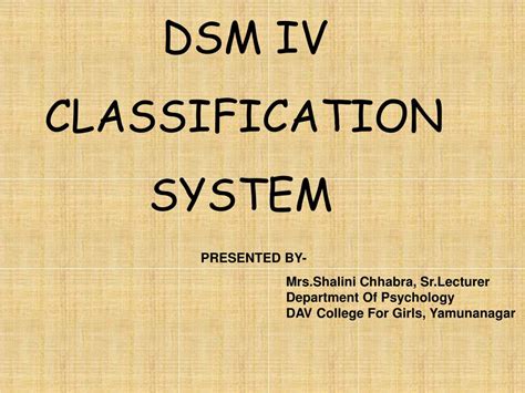 Ppt Dsm Iv Classification System Presented By Powerpoint