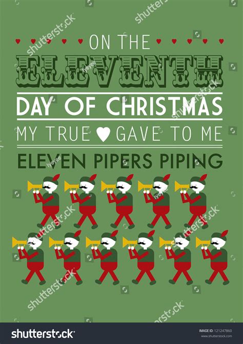 Eleventh Day Twelve Days Christmas Template Stock Vector Royalty Free