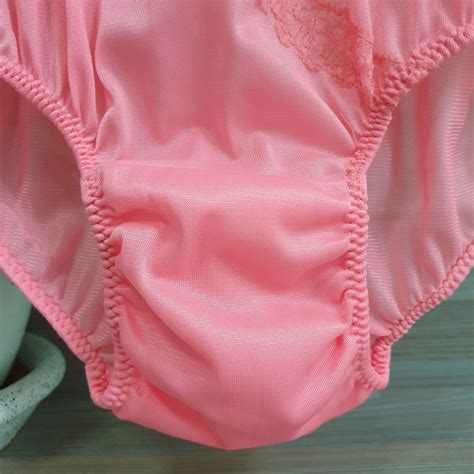 Vintage Sheer Nylon Panties Coral Pink Bikini Lace So… Gem