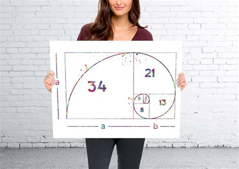 fibonacci spiral watercolor print fibonacci sequence numbers etsy