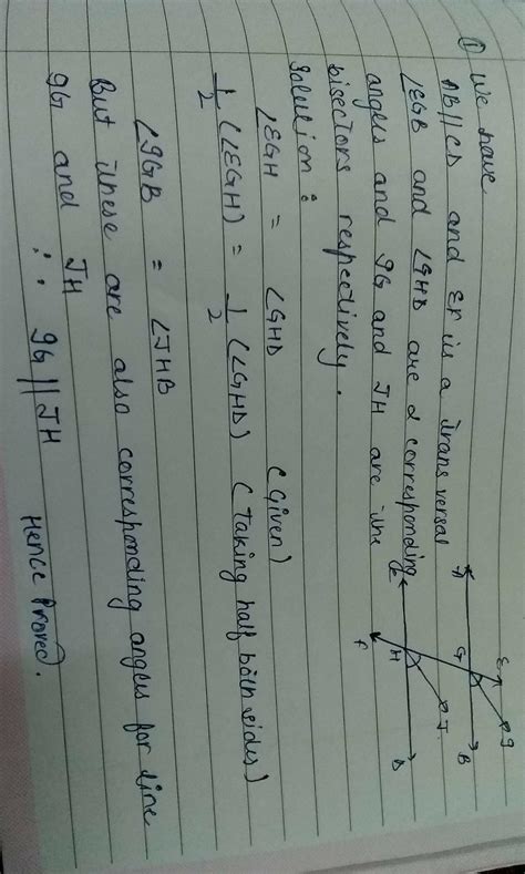 a transversal intersect two parallel lines prove that the bisectors of