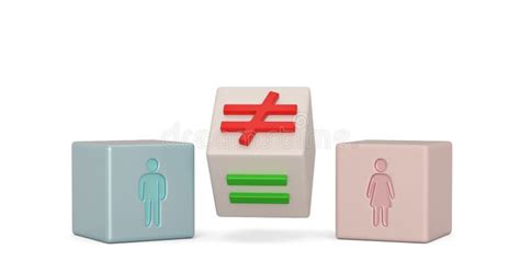 Gender Equality Concept Man And Woman Cube Isolated On White
