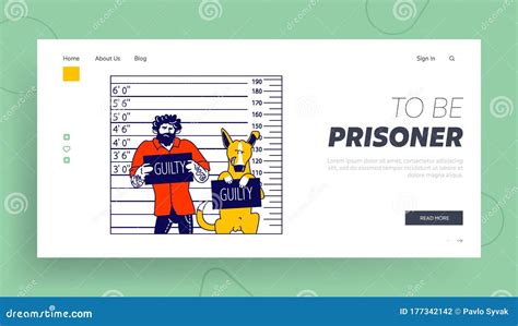 Criminals In Police Station Landing Page Template Arrested Man With