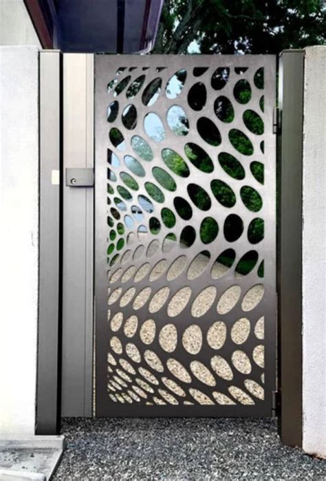 Modern Laser Cut Artistic Oval Design Metal Garden Gate Custom