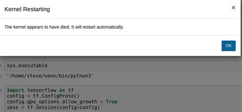 jupyter notebook kernel dies tensorflow gpu 1 15 2 0 · issue 4979