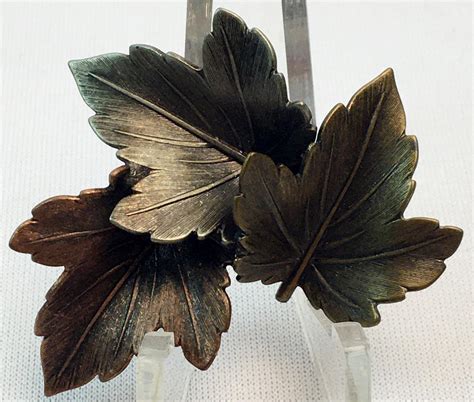 Lot Vintage Signed Kandt Tri Colored Maple Leaf Brooch