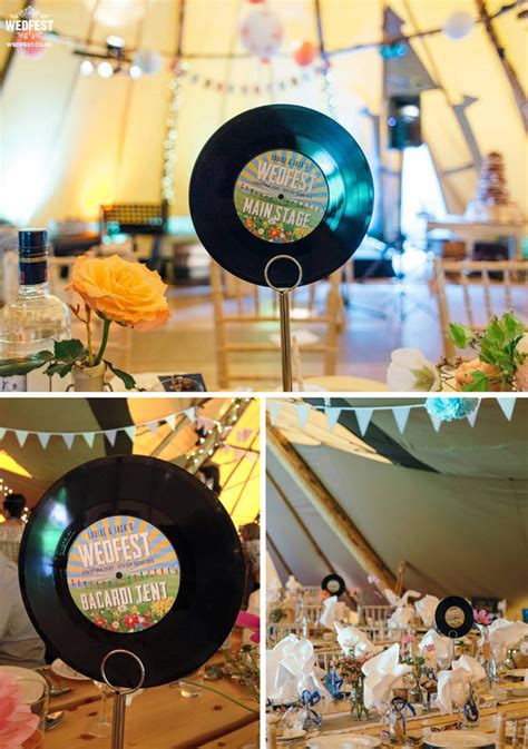 vinyl record wedding table numbers names by wedfest