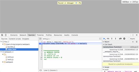 javascript configure webpack to allow browser debugging