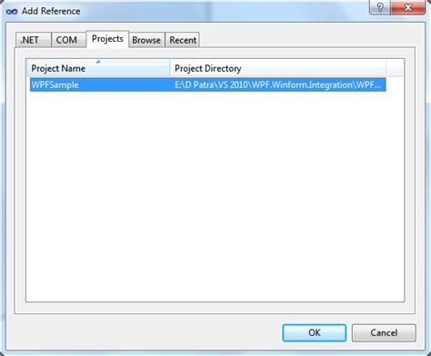 integrating wpf in winforms in vs 2010